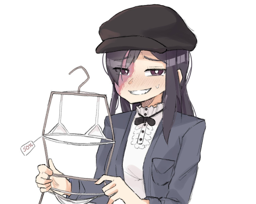 Safebooru - 1girl bikini black hair brown eyes burn scar grin hair over ...