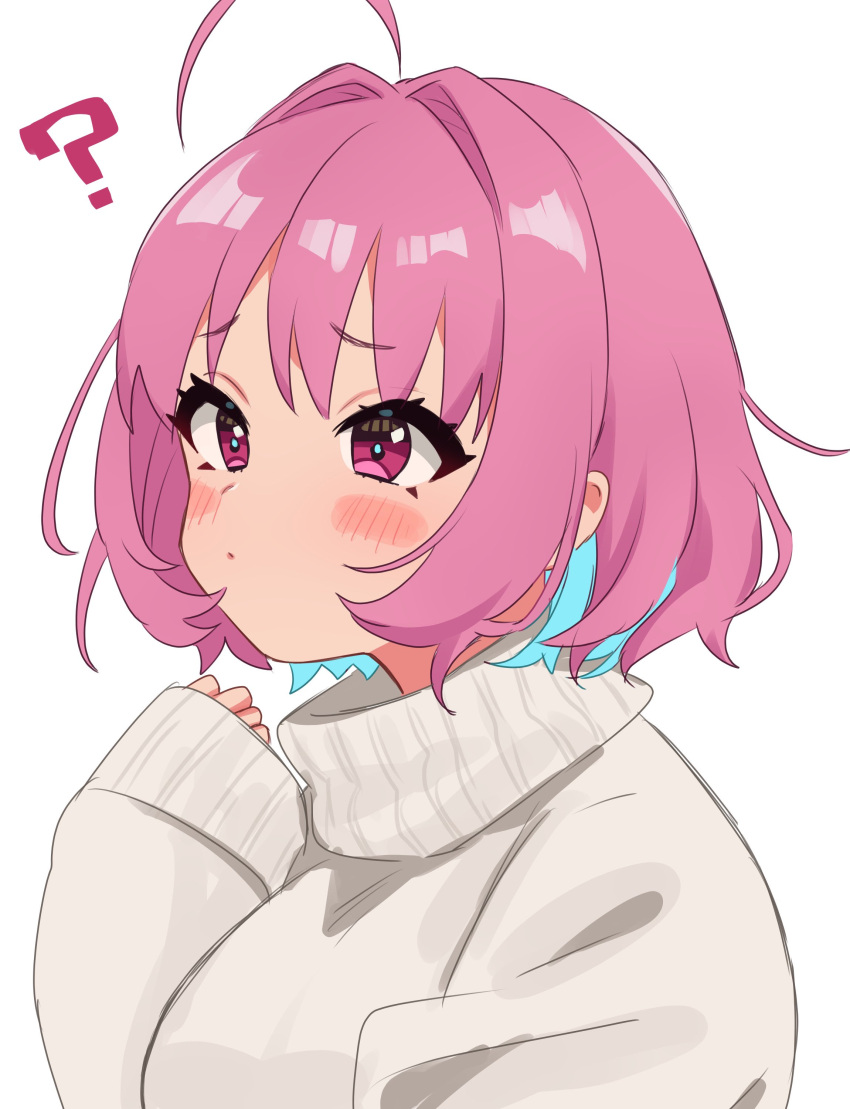 Safebooru - 1girl ? absurdres ahoge aqua hair blush bob cut hair intakes highres idolmaster ...