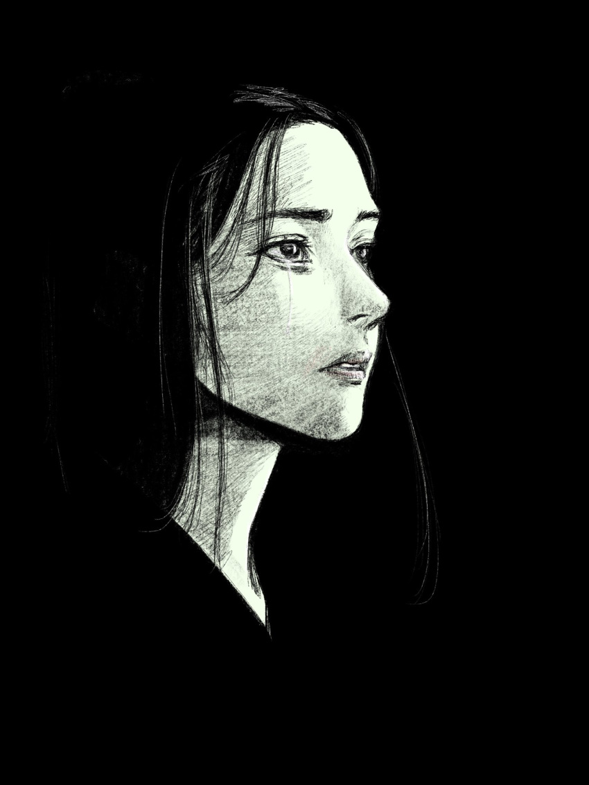 Safebooru - black background black coat black hair close-up coat ...