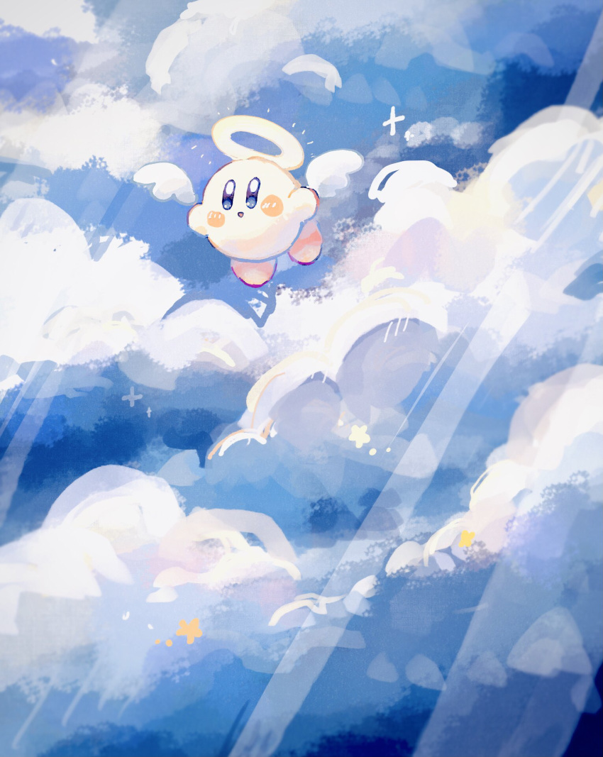 Safebooru - :d black eyes blue sky blush stickers bright pupils clouds ...