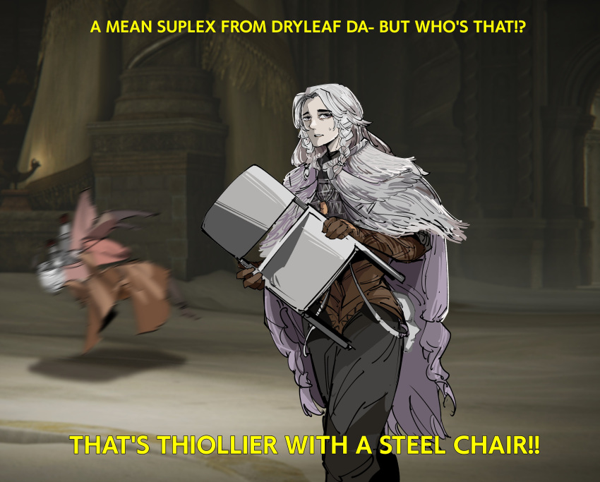 Safebooru - 2boys absurdres braid braided bangs cape chair dryleaf dane ...