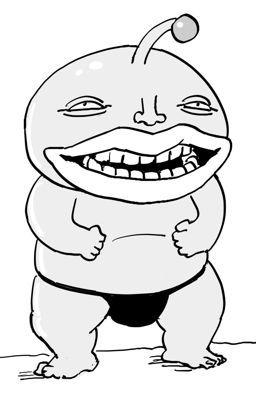 Safebooru - antennae bb (baalbuddy) big lips clenched hand greyscale highres lips monochrome no ...