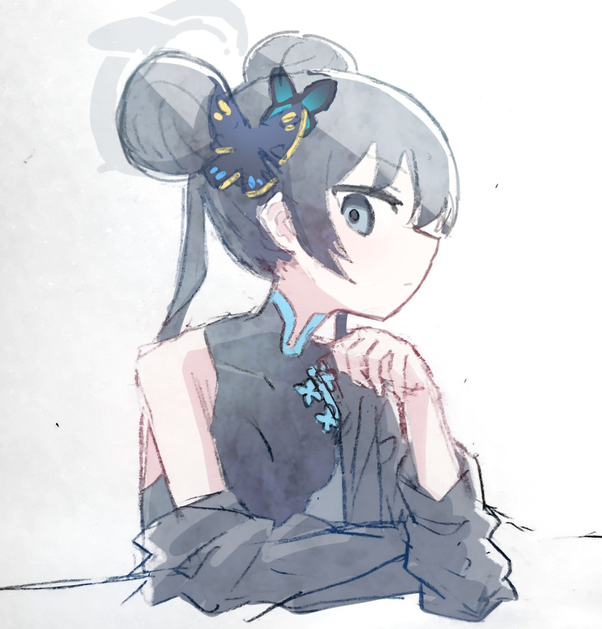 Safebooru - 1girl black dress black hair blue archive breasts china dress chinese clothes closed ...