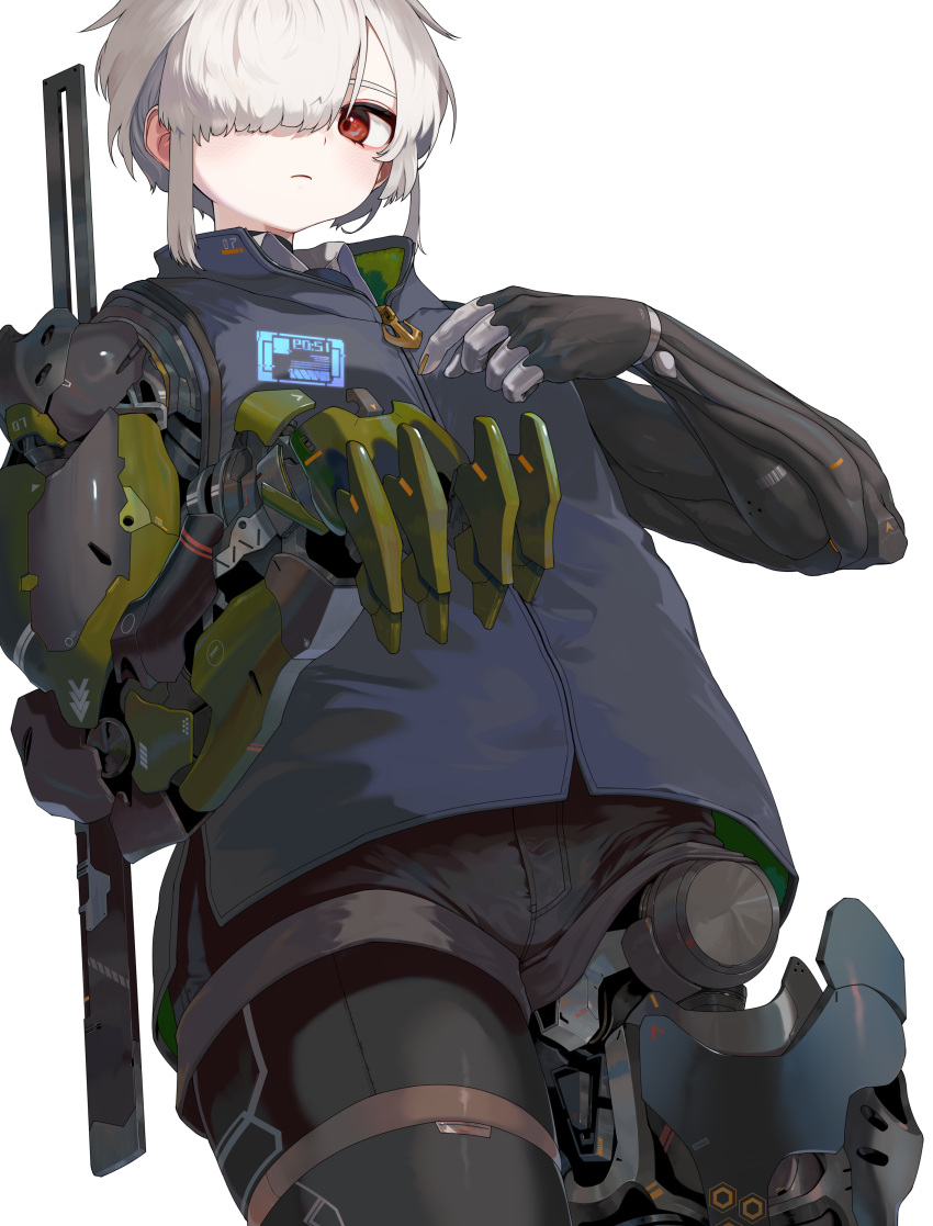 Safebooru - 1girl absurdres cyborg hair over one eye highres joints ...