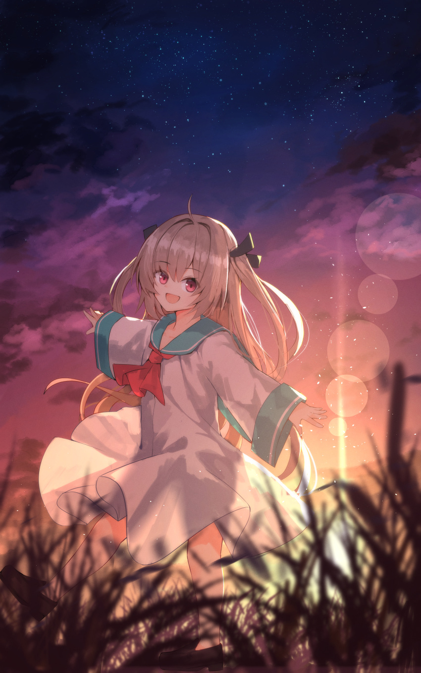 Safebooru - 1girl :d absurdres ascot atri atri-my dear moments- backlighting black footwear ...