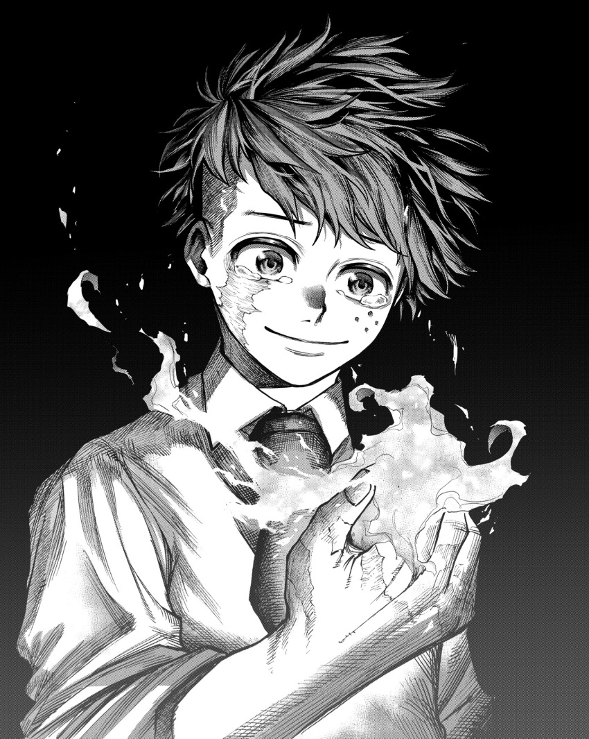 Safebooru - 1boy boku no hero academia fire freckles gradient ...