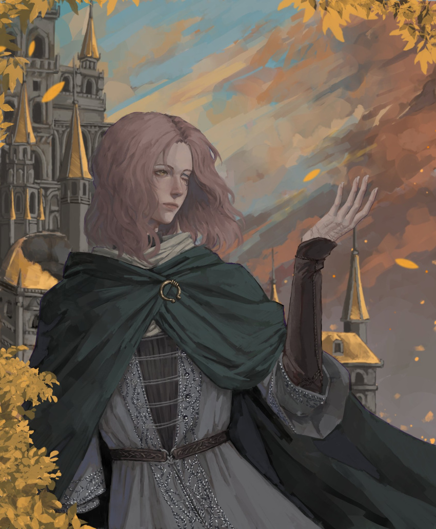 Safebooru - 1girl brown hair castle cloak commentary elden ring facial ...