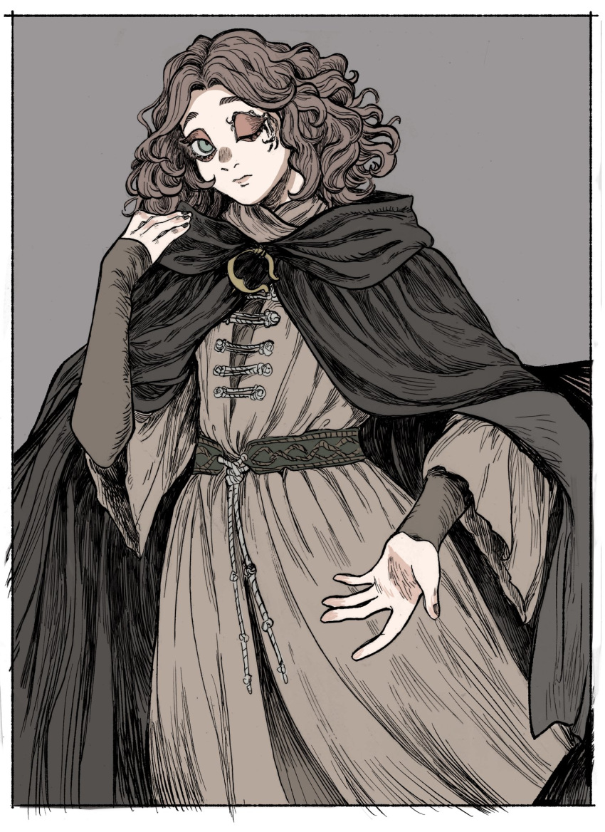 Safebooru - 1girl black cloak brown hair cape cloak dress elden ring ...