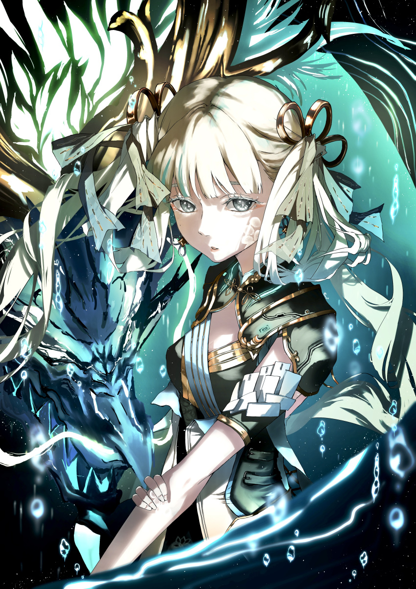 Safebooru - 1girl 1other absurdres black dress bow breasts bright ...