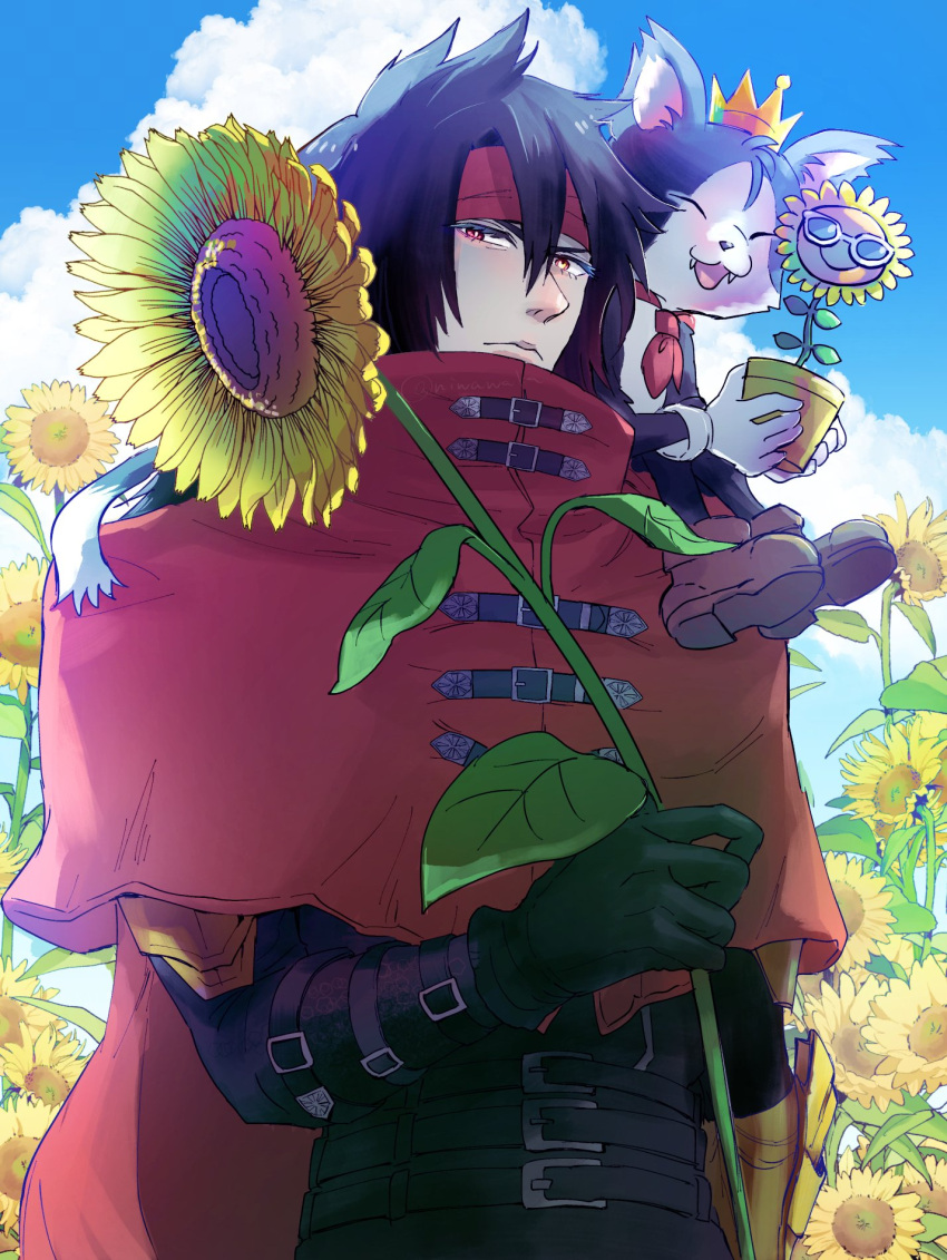 Safebooru - 1boy belt belt buckle black gloves black hair black jacket ...