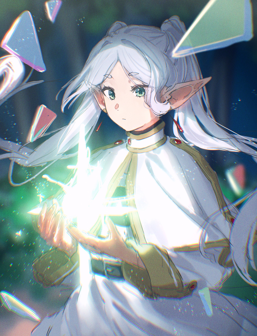 Safebooru - 1girl absurdres belt capelet commentary request earrings elf eyelashes floating ...