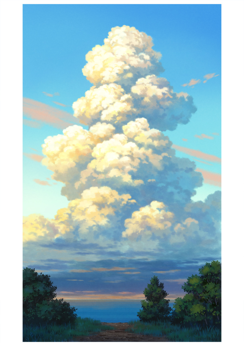 Safebooru - blue sky bush cloud focus clouds cumulonimbus cloud dirt ...
