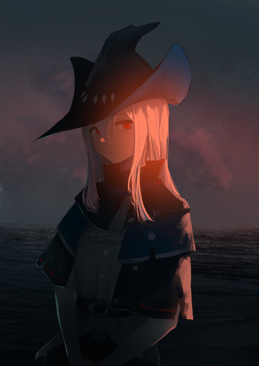 Safebooru - 1girl absurdres arknights belt black belt black capelet black hat buttons capelet ...