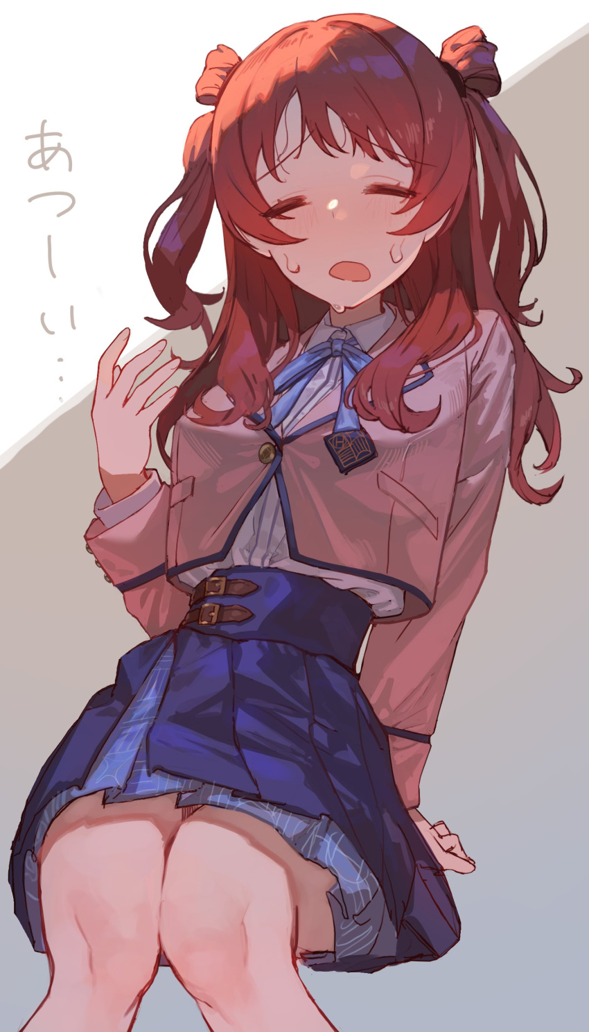 Safebooru - 1girl = = absurdres bare legs blazer blue overskirt blue ribbon blue skirt blush ...