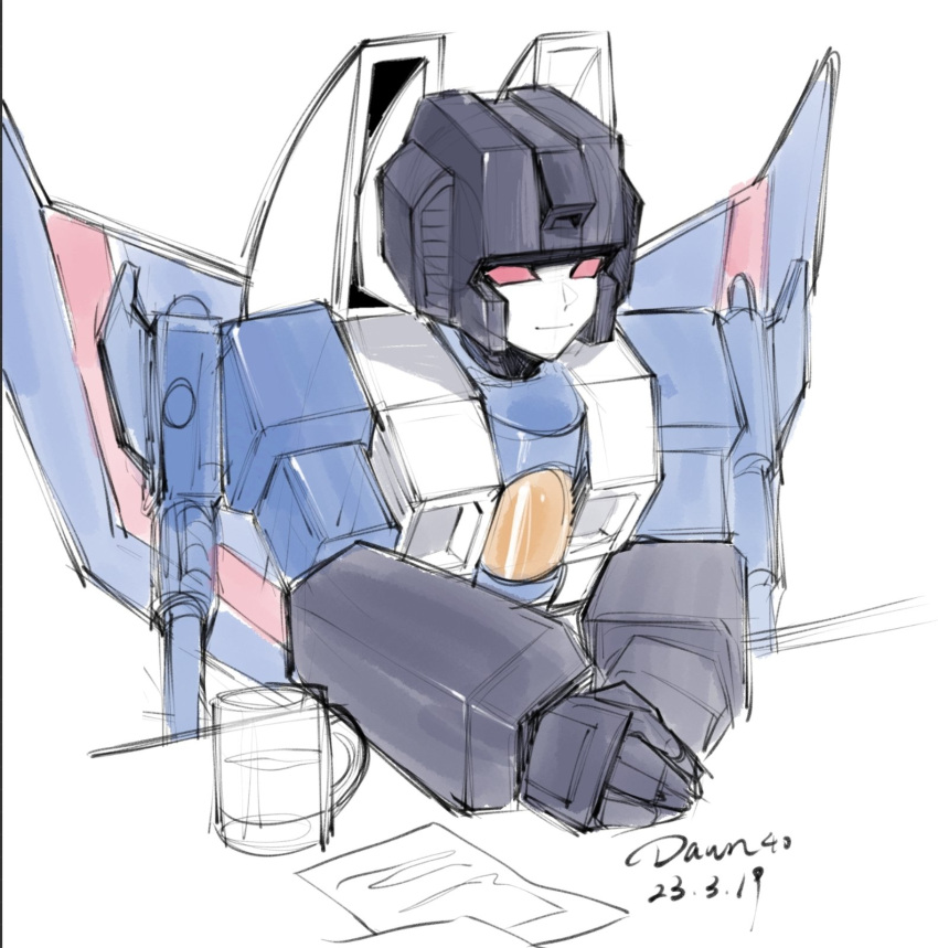 Safebooru - artist name azuredawn40 cup dated decepticon highres looking ahead mecha mug paper ...