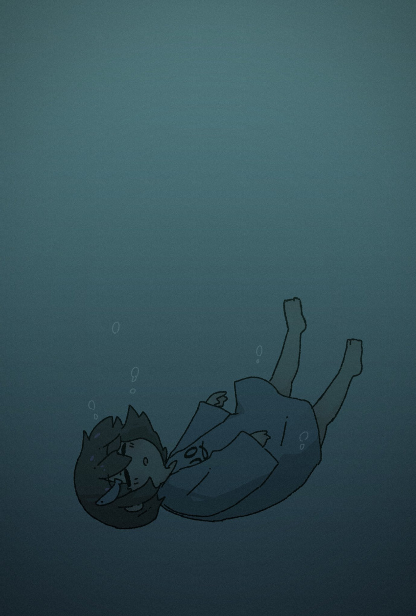 Safebooru 1girl Air Bubble Barefoot Blue Dress Bubble Closed Eyes 3486