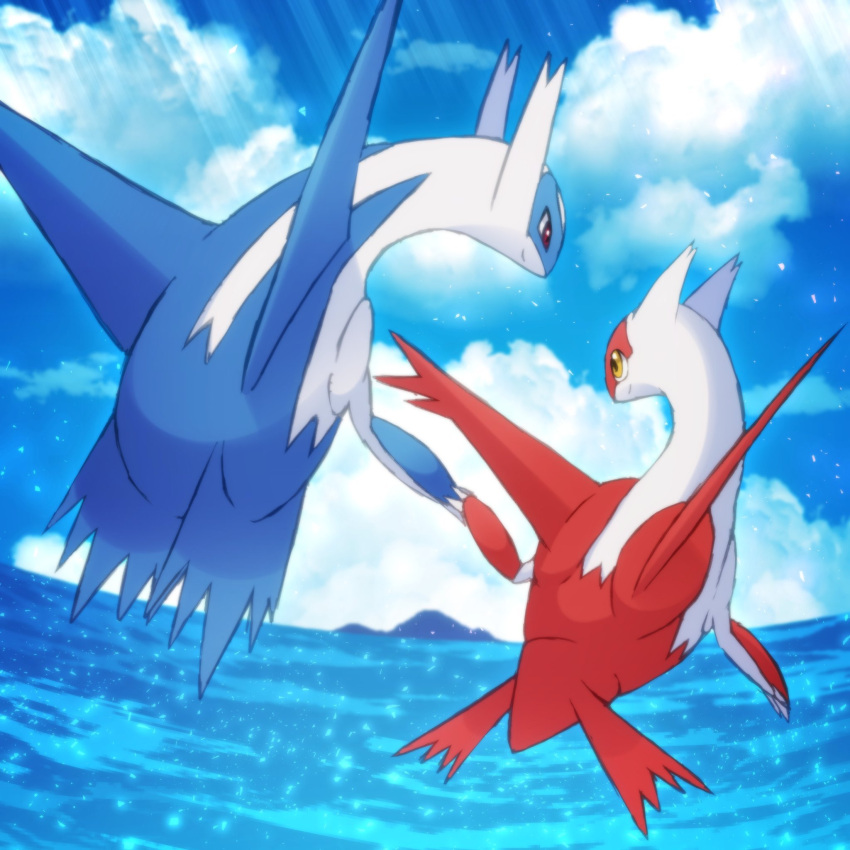 Safebooru - blue wings clouds commentary request dragon from behind ...