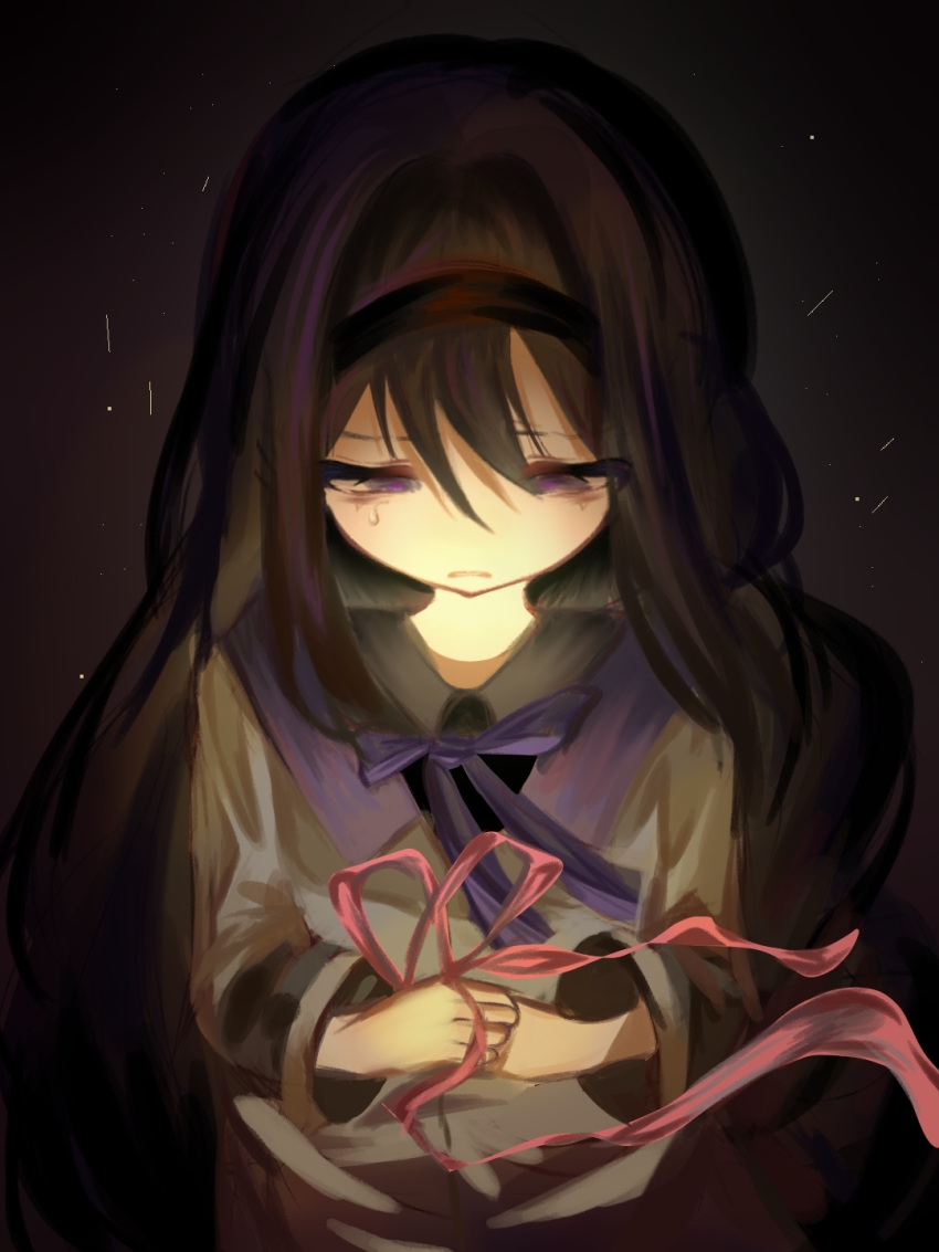 Safebooru - 1girl akemi homura black background black hair black ...