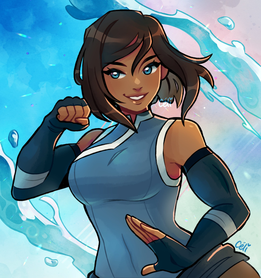 Safebooru - 1girl absurdres avatar legends bare shoulders black gloves blue eyes blush breasts ...