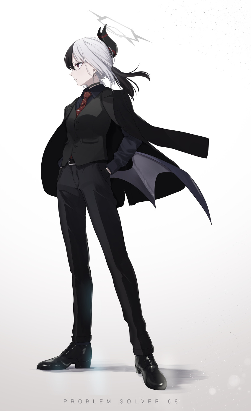 Safebooru - 1girl absurdres alternate costume belt belt buckle black hair black horns black ...