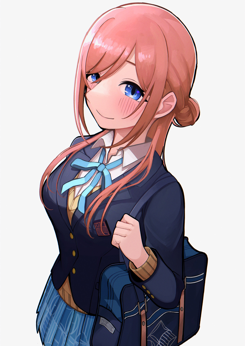 Safebooru - 1girl absurdres bag blazer blue eyes blue jacket blue ribbon blue skirt blush ...