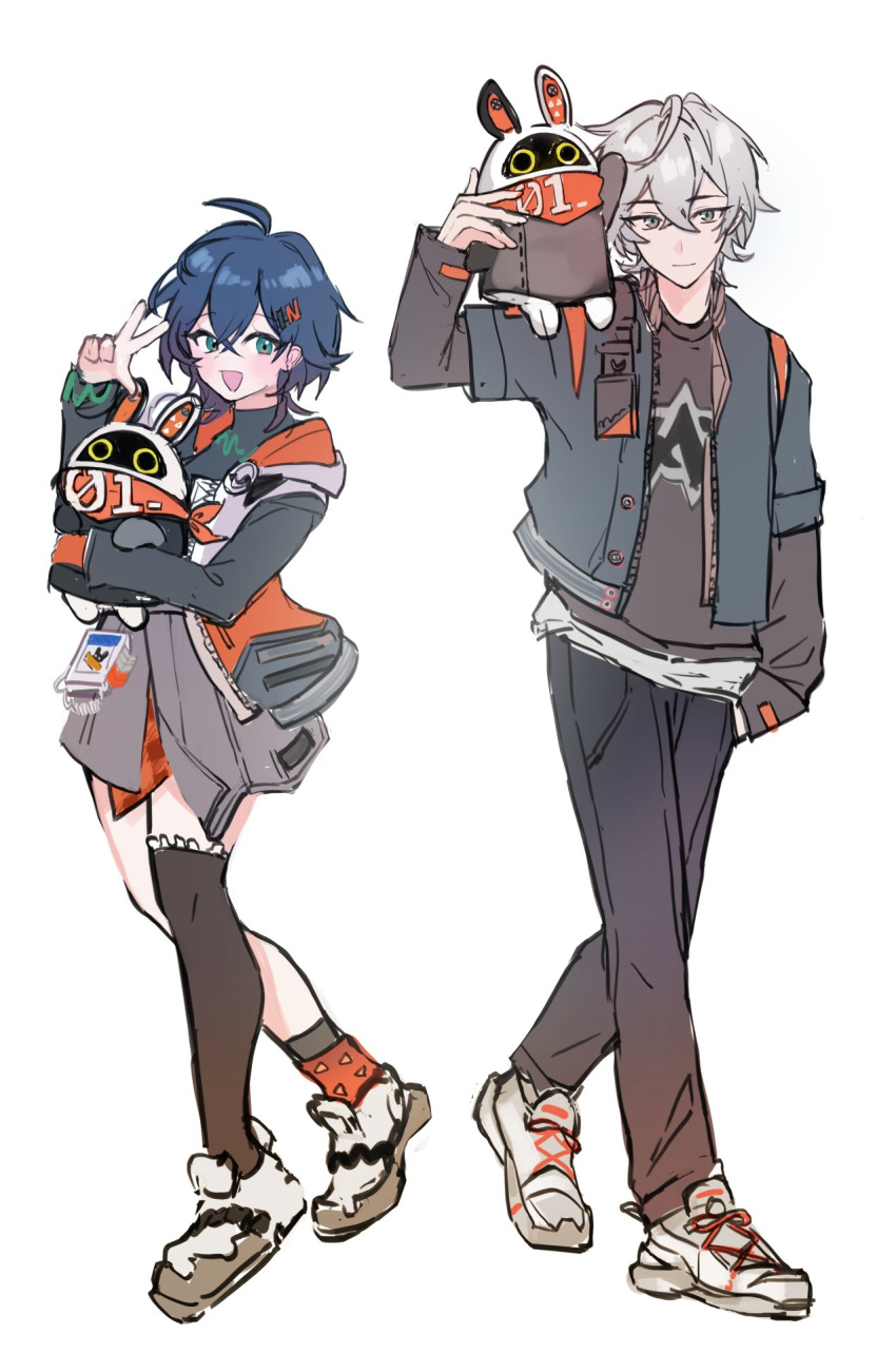 Safebooru - 1boy 1girl bangboo (zenless zone zero) belle (zenless zone zero) black pants black ...