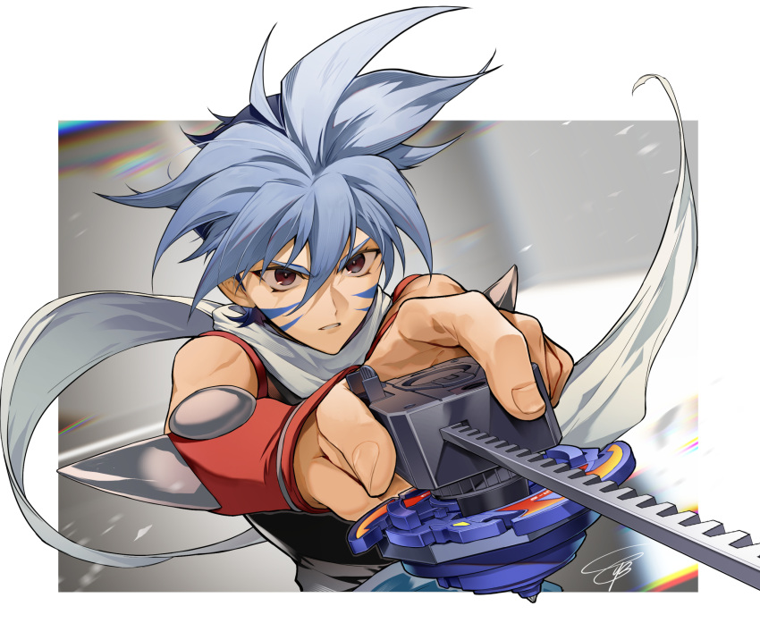 Safebooru - 1boy bakuten shoot beyblade bare shoulders beyblade beyblade (object) black shirt ...