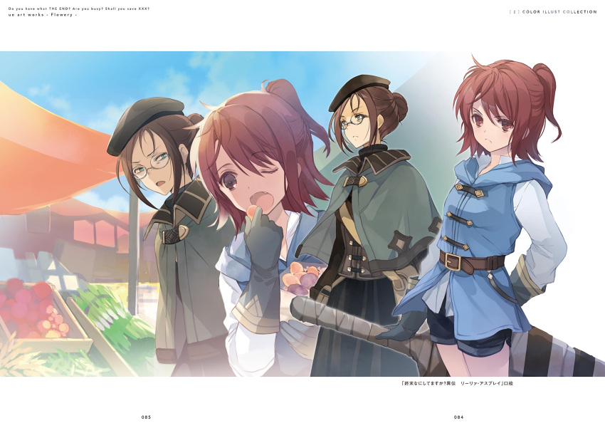 Safebooru - 2girls absurdres arm behind back black shorts black skirt blue jacket brown eyes ...