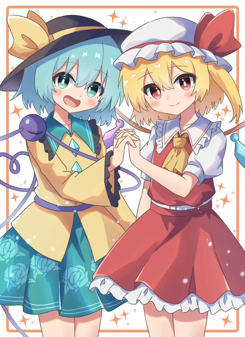 Safebooru - 2girls absurdres ascot black hat blonde hair blush flandre ...