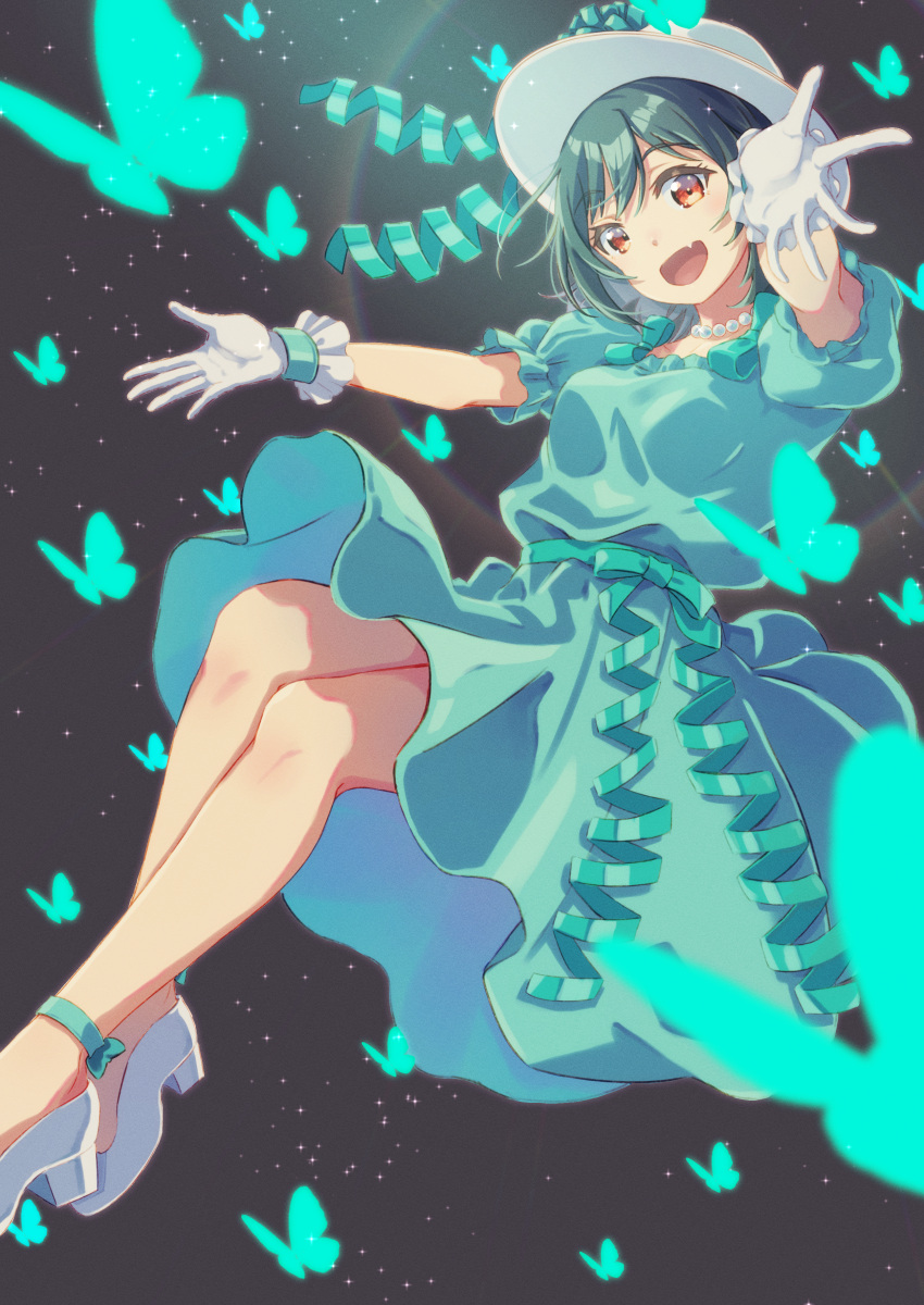 Safebooru - 1girl absurdres bead necklace beads breasts bug butterfly commentary dress emotion ...