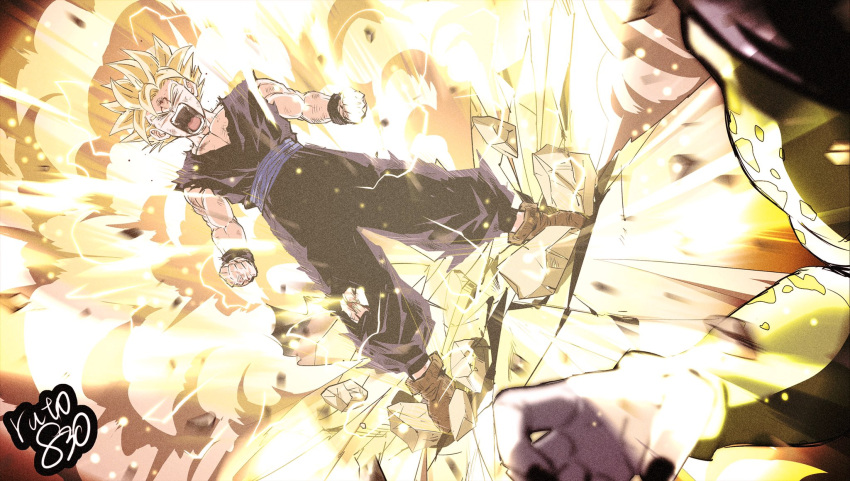 Safebooru - 2boys aura blonde hair bruise bruise on face cell (dragon ...