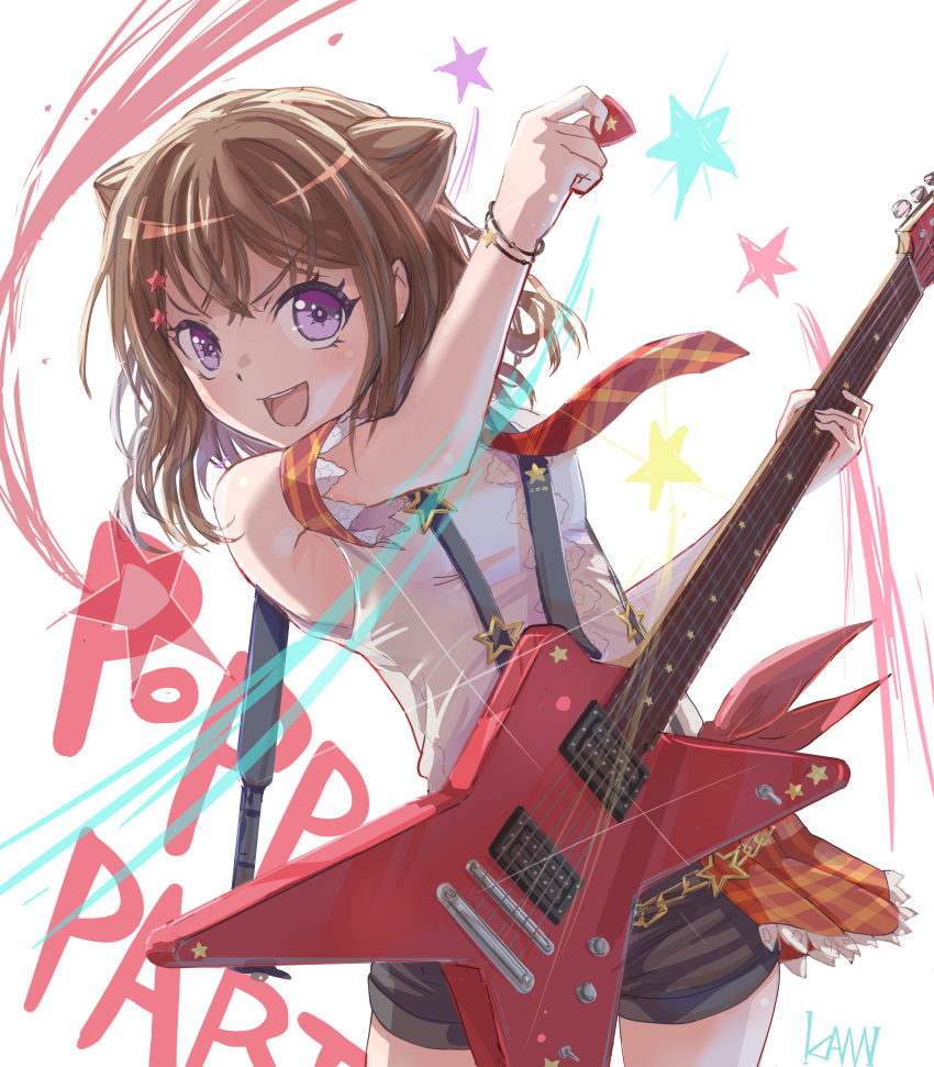 Safebooru - 1girl absurdres bang dream! black shorts blush bracelet brown hair commentary ...