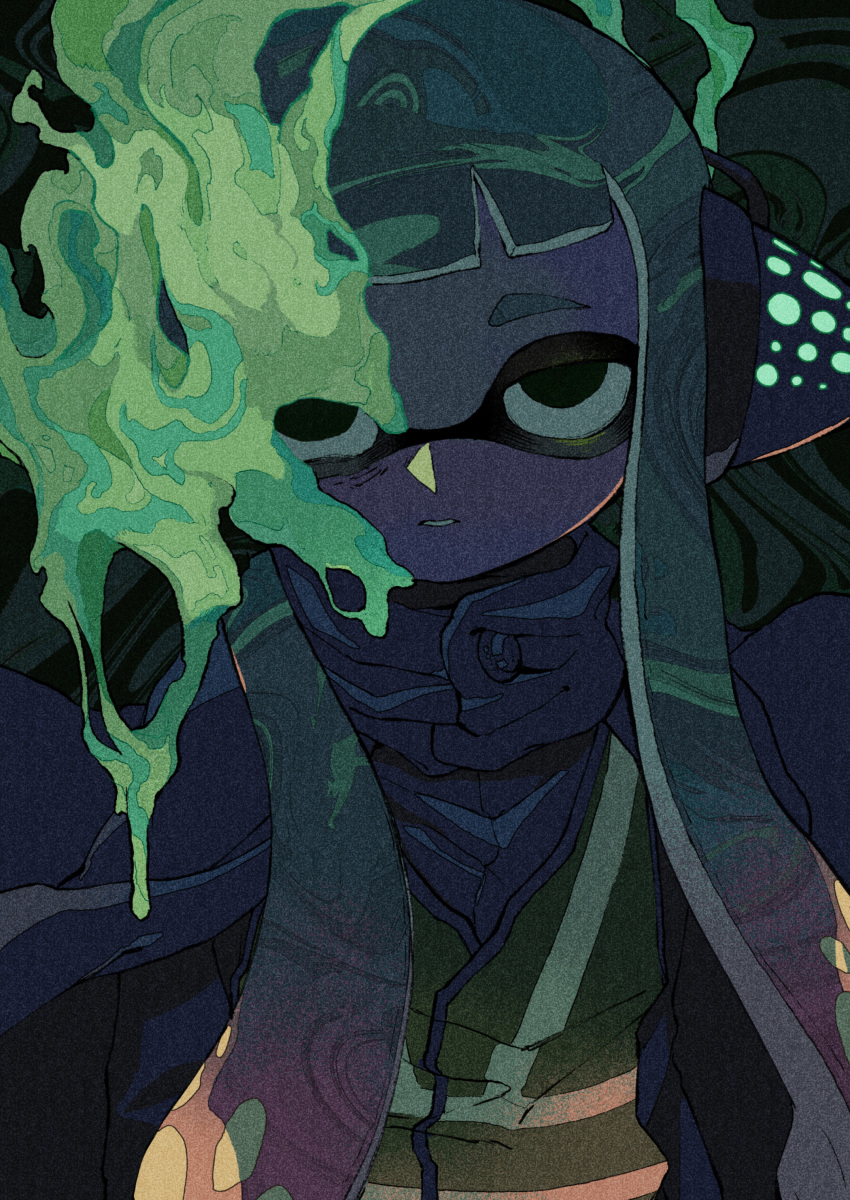 Safebooru - 1girl absurdres agent 3 (splatoon) bags under eyes behind ...