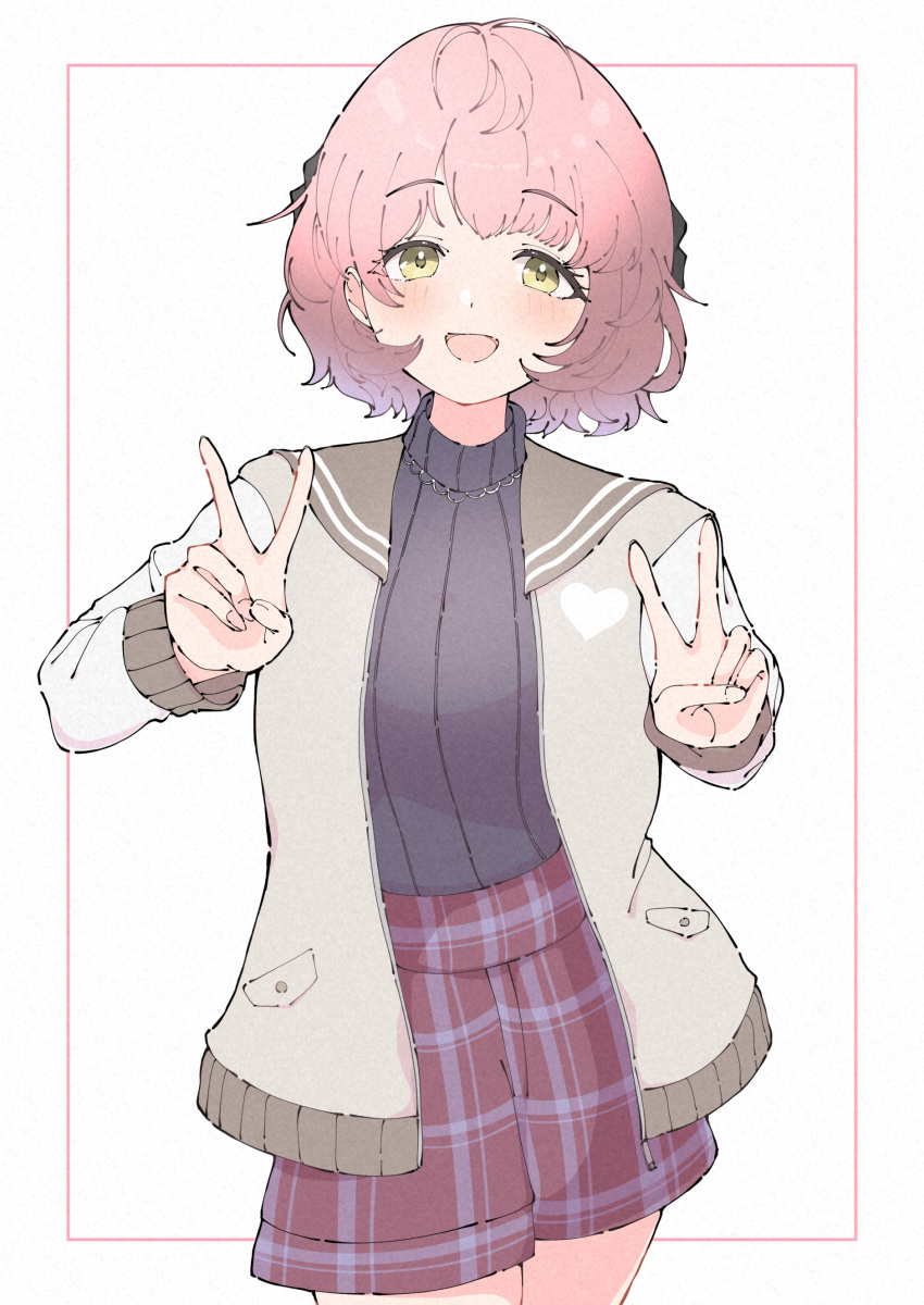 Safebooru - 1girl absurdres black sweater blush cb (cb hayaoki) double v highres idolmaster ...