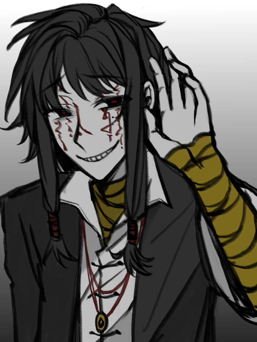 Safebooru - 1boy bandaged arm bandaged neck bandages black eyes black hair black jacket chinese ...