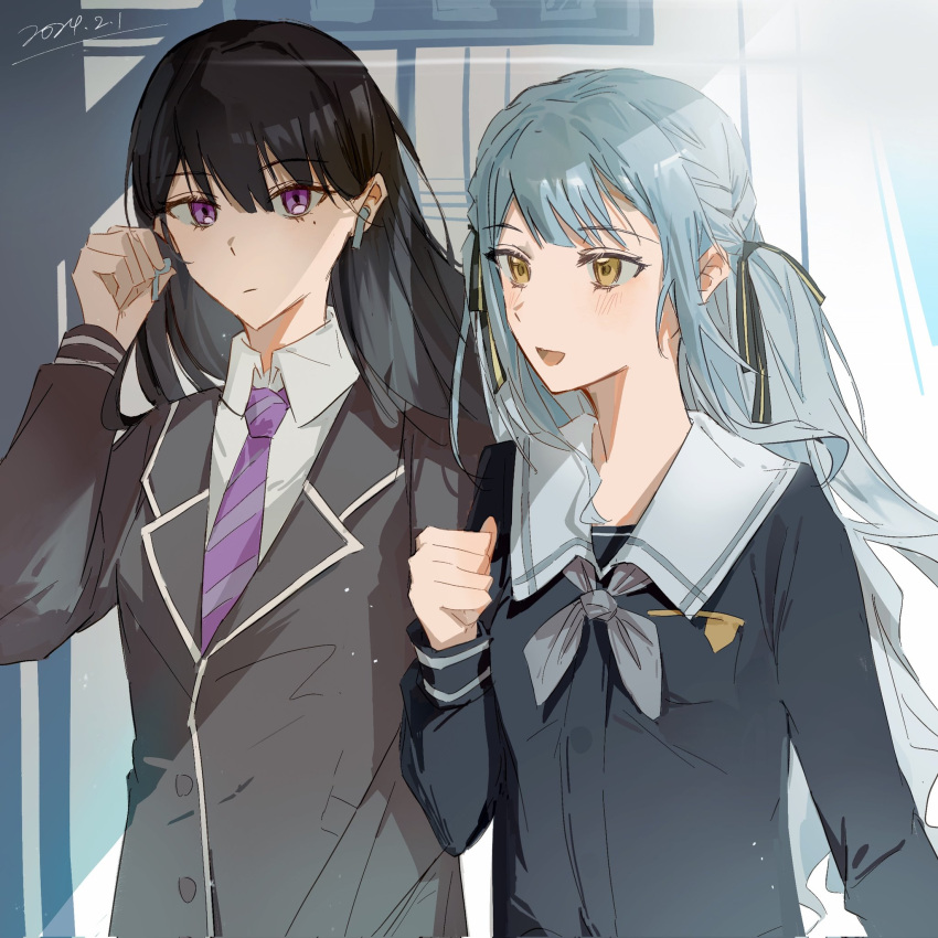 Safebooru - 2girls bang dream! bang dream! it's mygo!!!!! black ribbon black shirt blue hair ...