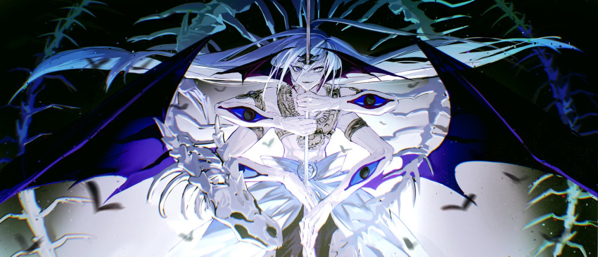 Safebooru - 1boy armlet black rukh (magi) black wings blue eyes djinn ...