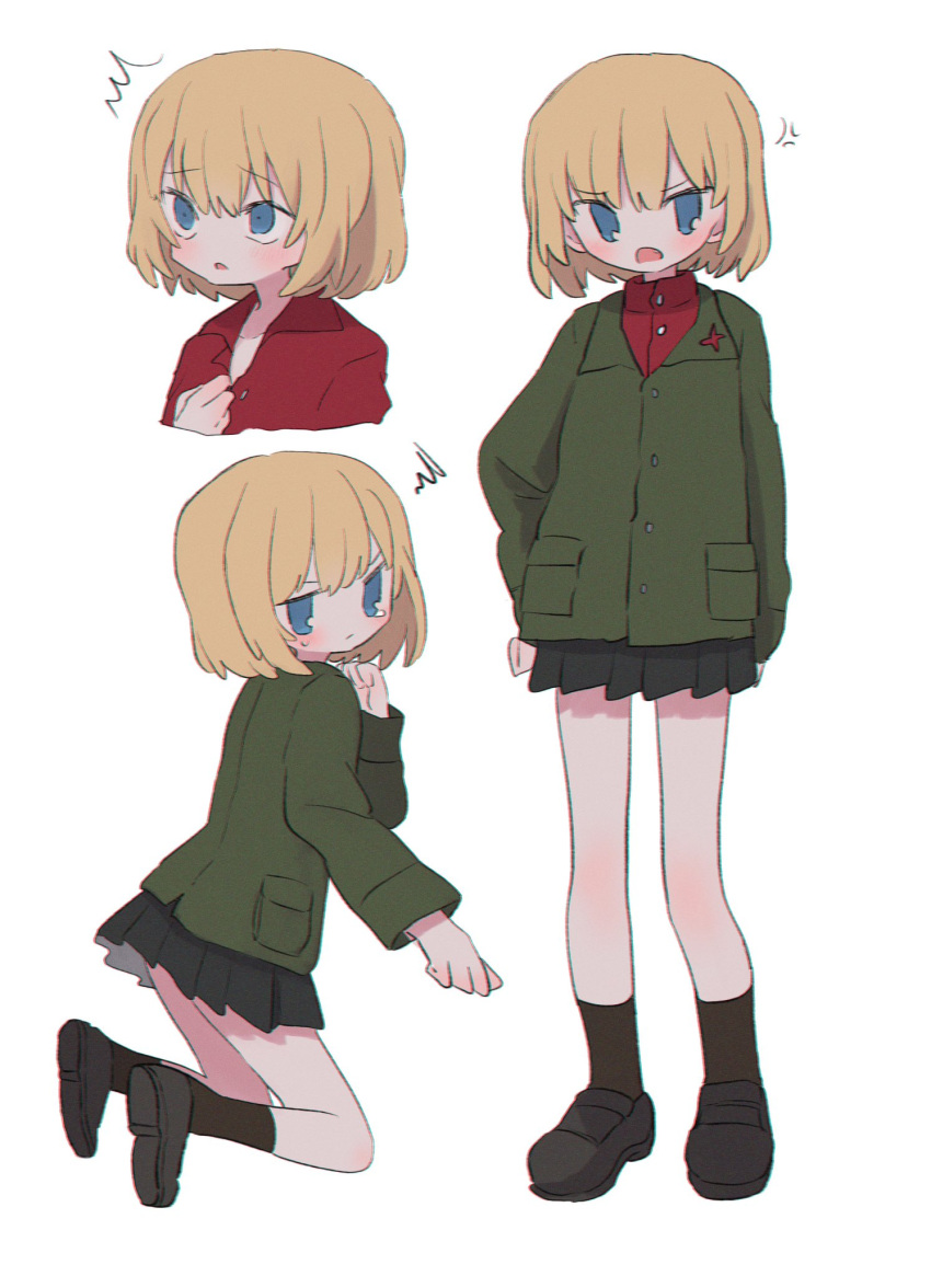 Safebooru - 1girl black skirt blonde hair blue eyes fang girls und ...
