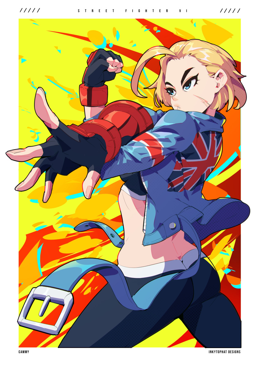 Safebooru - 1girl absurdres arm across chest arm up artist name belt belt buckle belted jacket ...