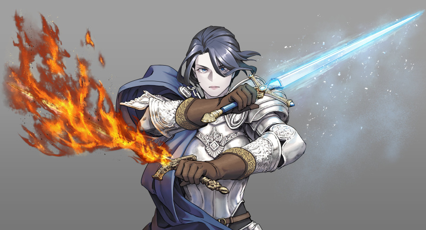 Safebooru - 1girl absurdres armor black hair blue eyes blue robe blue ...