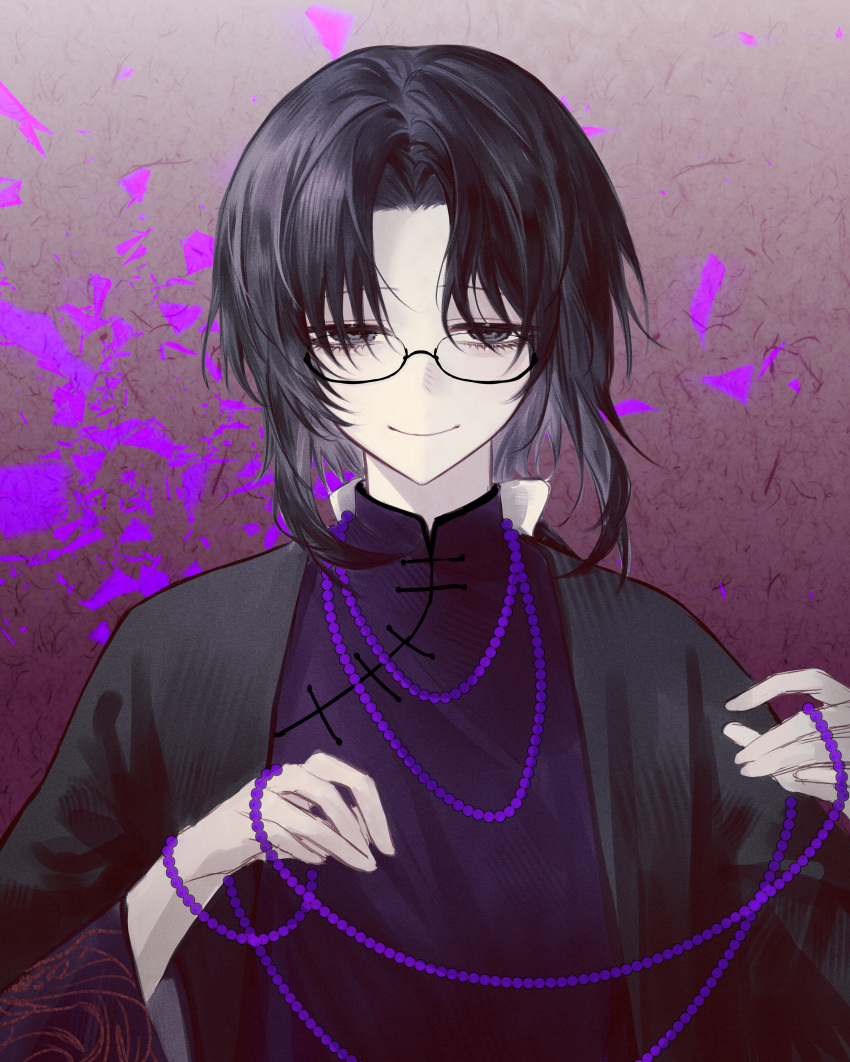 Safebooru - 1boy absurdres bead necklace beads black eyes black hair black jacket chinese ...