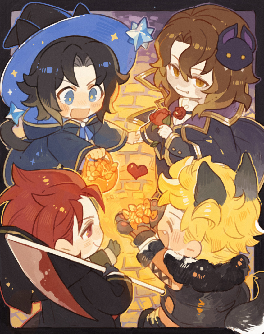 Safebooru - 4boys animal ears black hair blonde hair brown hair candy ...