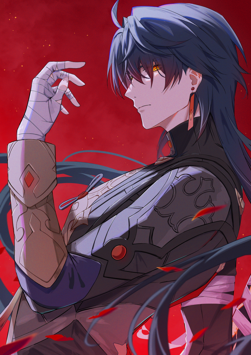 Safebooru - 1boy absurdres bandaged arm bandaged fingers bandaged hand bandages black hair black ...