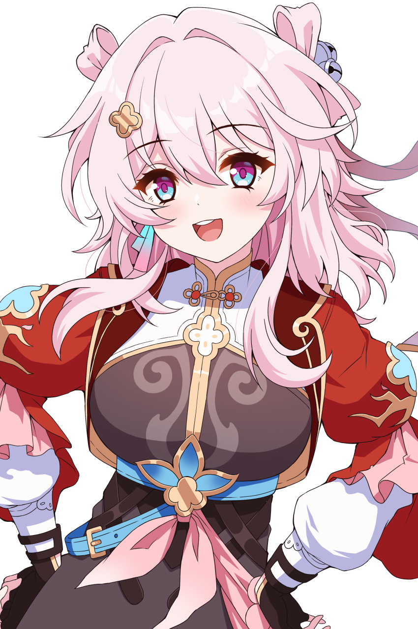 Safebooru - 1girl absurdres bell belt black dress black gloves blue belt blue eyes blush breasts ...