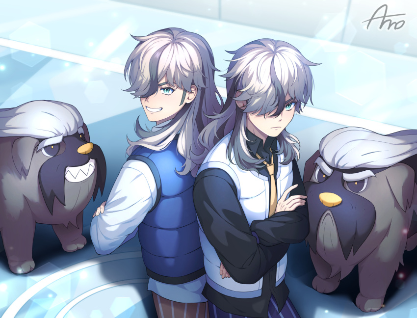 Safebooru - 2boys amo (bbamo bbm) arven (pokemon) back-to-back black ...