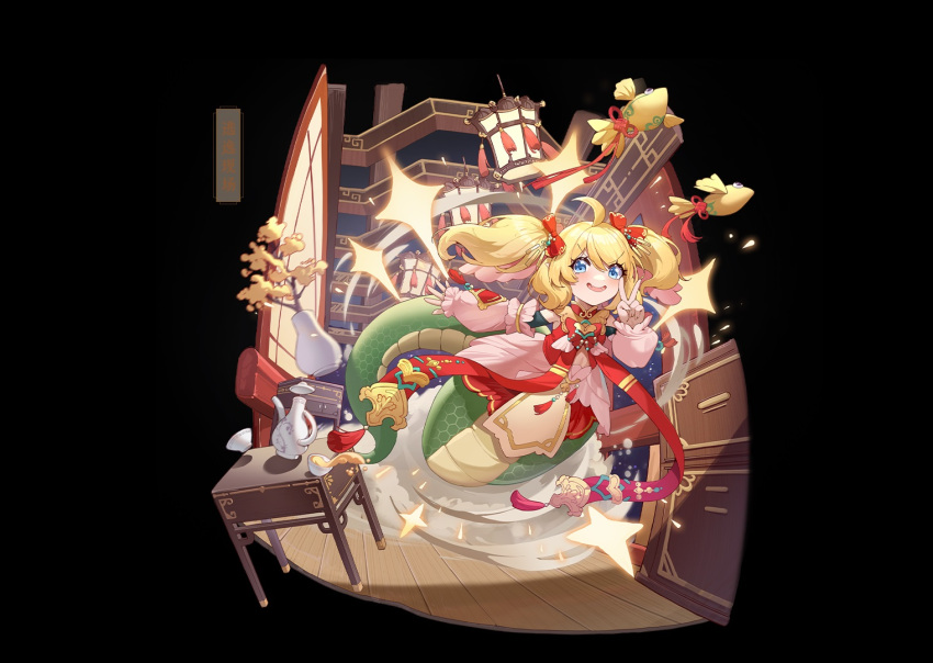 Safebooru - 1girl blonde hair blue eyes bow clover theater ...