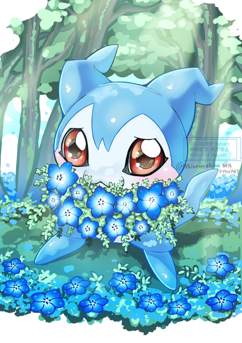 Safebooru - blue flower blue skin chibimon colored skin digimon digimon ...