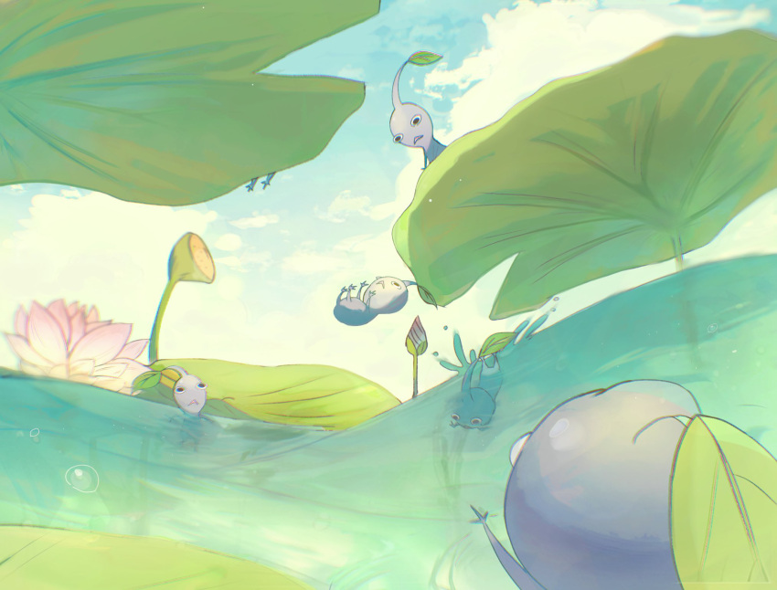 Safebooru - black eyes blue pikmin blue skin blue sky bubble clouds ...