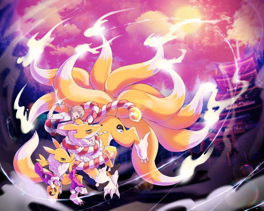 Safebooru - 2others absurdres blonde hair blue pants body fur collared ...