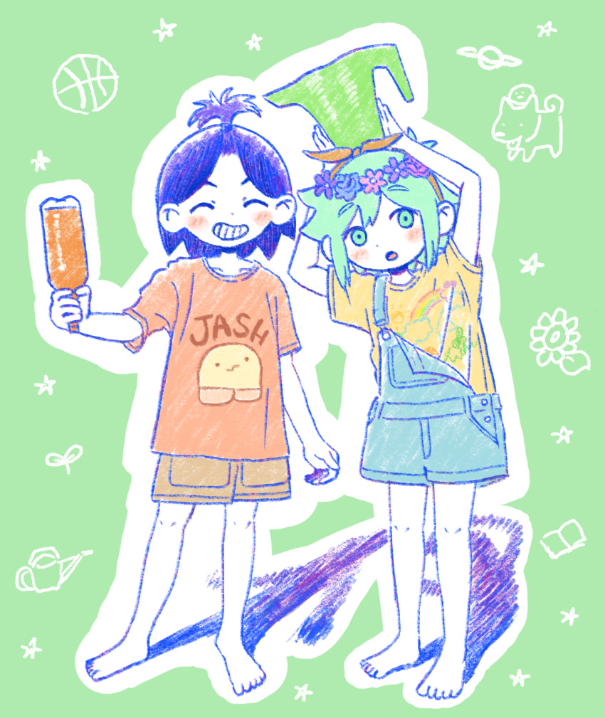 Safebooru - 2boys alternate costume alternate hairstyle barefoot basil ...